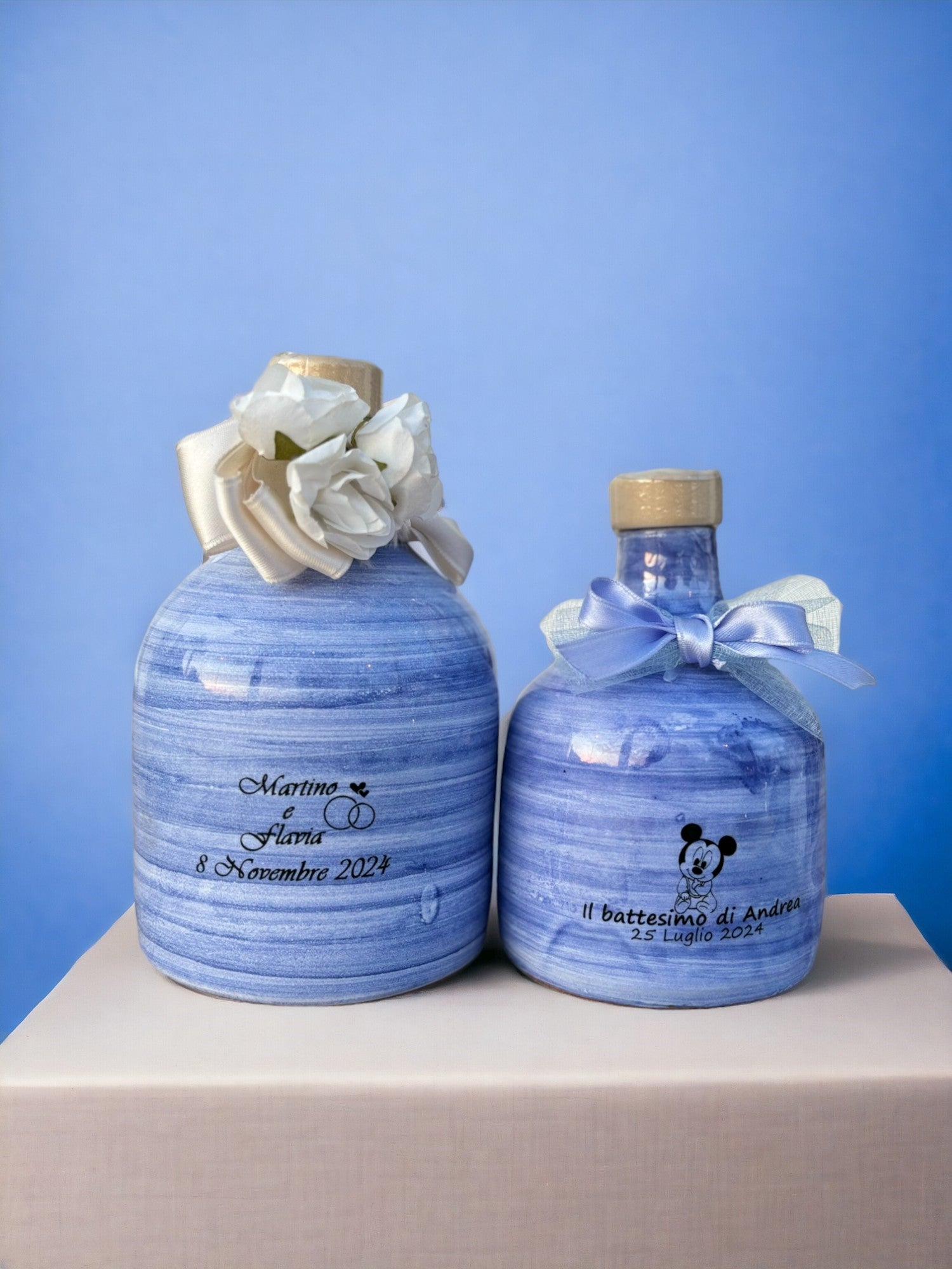CUSTOMIZABLE FAVOR - PASTEL BLUE AMPHORA OF 250 ML AND 500 ML WITH EXT ...